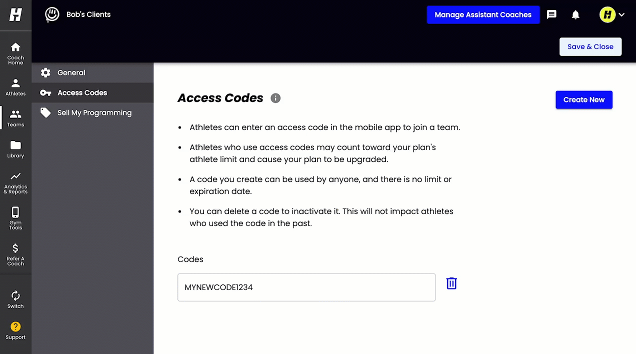 For Coaches: Creating Access Codes – TrainHeroic